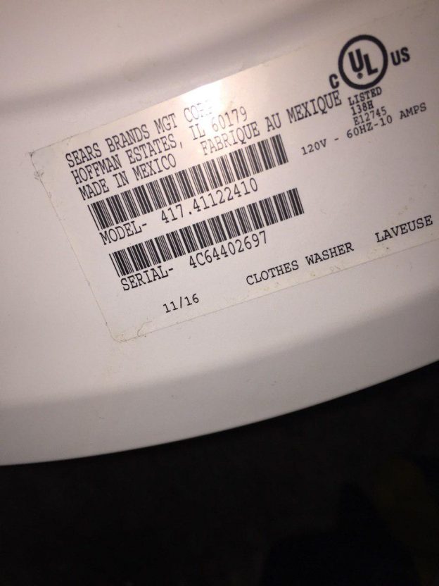 Sears front load Washer Mod. 417.41122410 Service Manual - Iskander ...